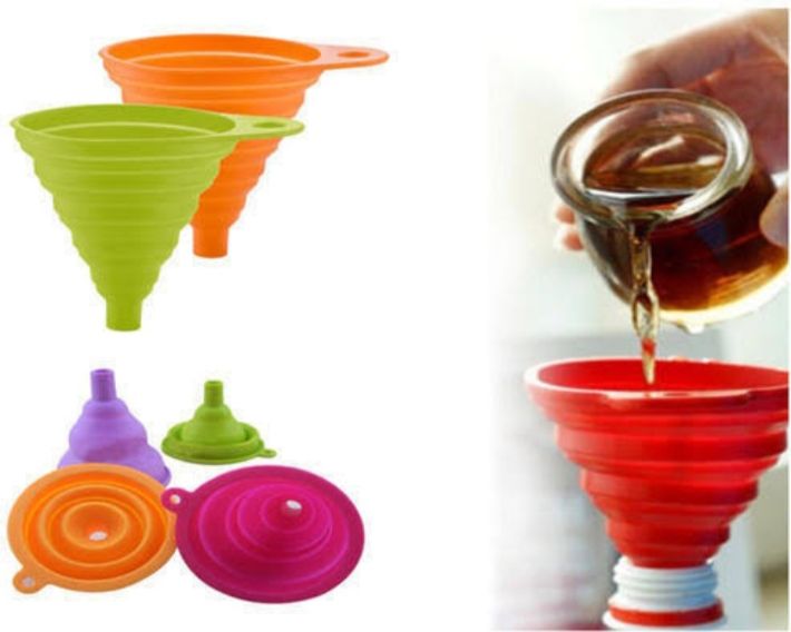 Silicone Collapsible Funnel, Foldable Kitchen Funnels Hopper for Water ...