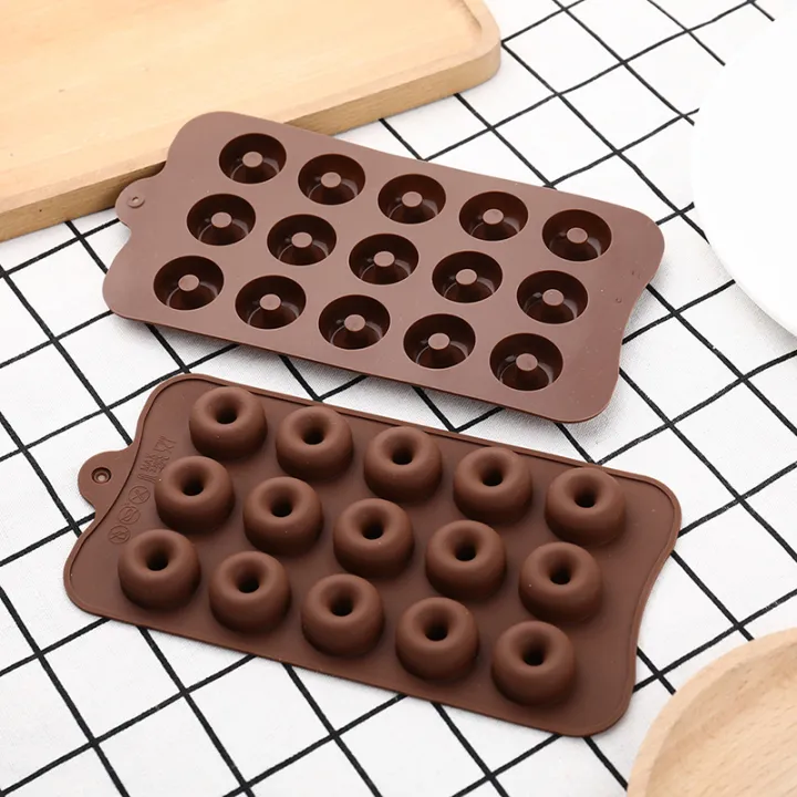 3D Donut Silicone Gummy Mold 15 Cavity Donut Ring Maker Chocolate Candy ...