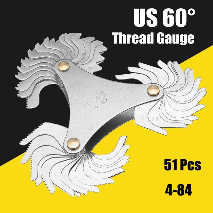 51 Tools DIY Blades 60 Degree Screw Pitch Thread Measuring Gage Metric ...