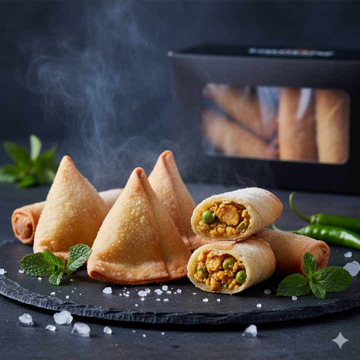 2 Pieces of each Frozen Chicken, Potato & Vegetable Roll Samosa Combo ...