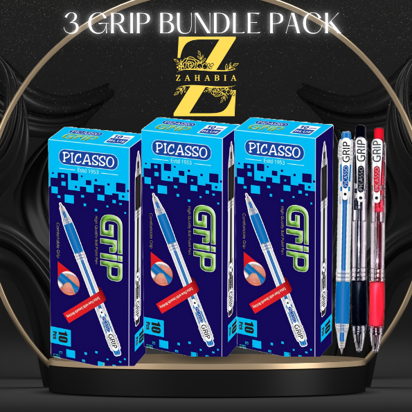 Picasso Grip Ball Pen Blue Red Black -Office Stationery - Pack Of 3 ...