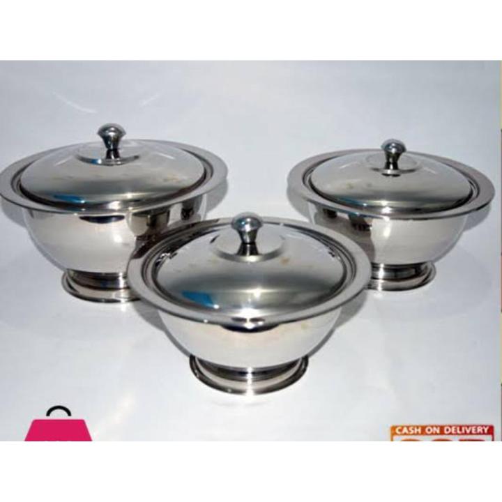 Stainless Steel 3 Pieces Donga Set With Lid | Daraz.pk