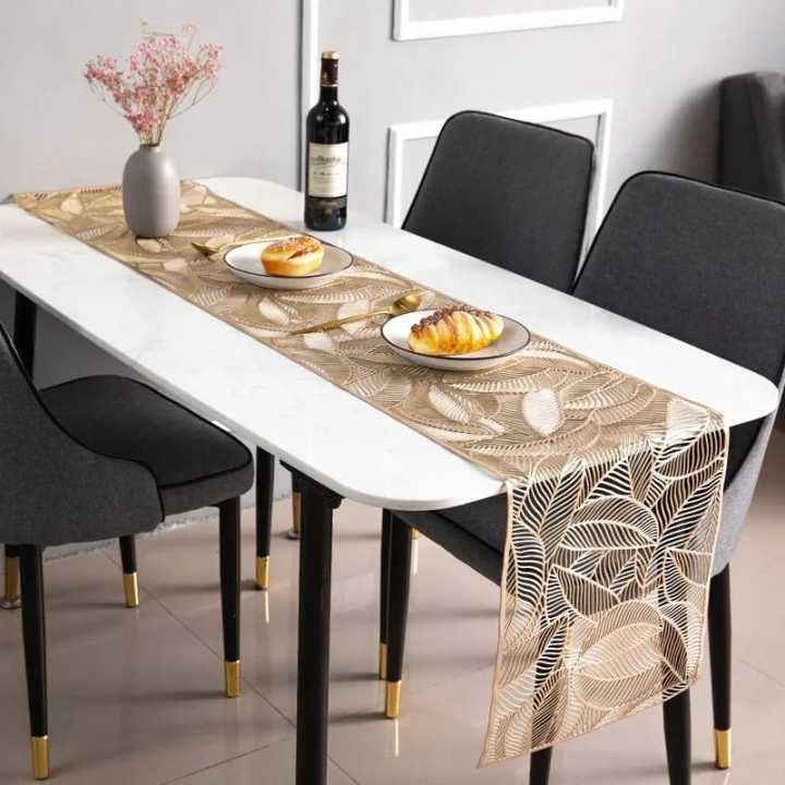 5 size Gold Reversible Metallic Woven Vinyl Plastic Table Runner Party ...