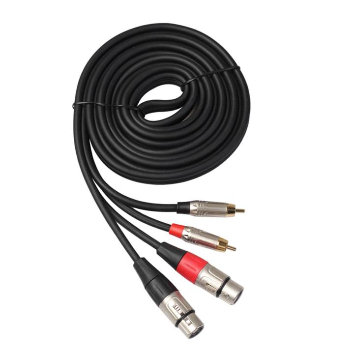 2 XLR Female to 2 RCA Male Stereo Audio Connection Microphone Cable ...