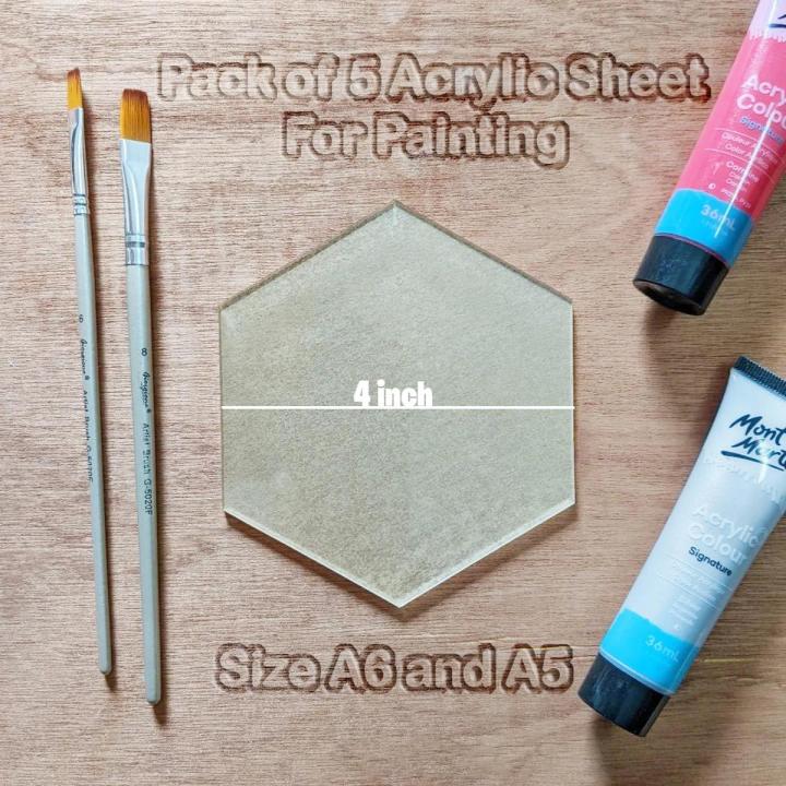 Acrylic sheet for painting in Hexagon and Circle shape (Pack of 5 ...