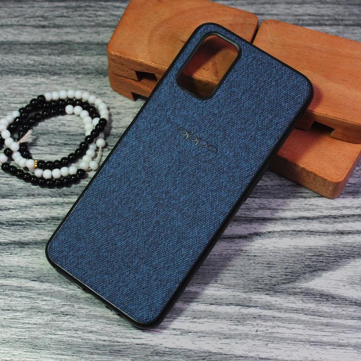 Oppo_ A52 Cover - Blue - New Jeans Fabric Texture Leather Soft Case ...
