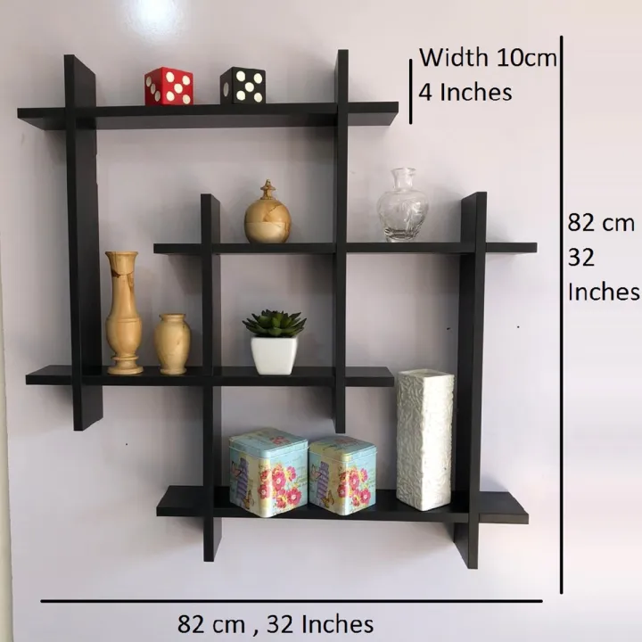 DUAL intersecting wooden wall decor rack multipurpose Floating Wall ...