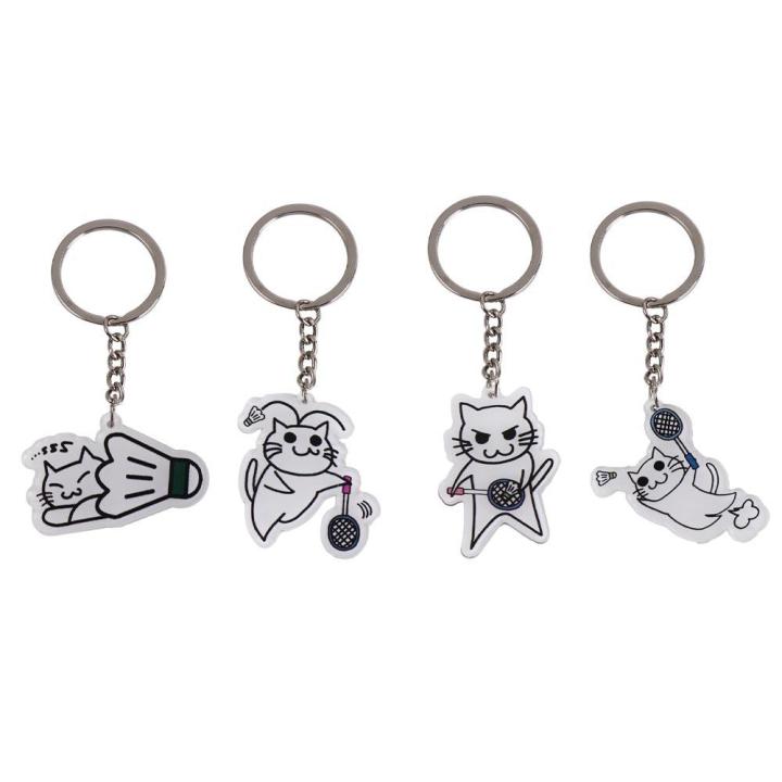 Badminton Keyrings Cat Play Badminton Badminton Keyring Double Sided ...