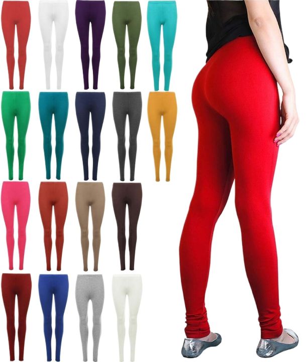 Fashionarie Club Womens Plain Leggings Solid Color Leggings Ladies Comfortable Everyday Leggings ...