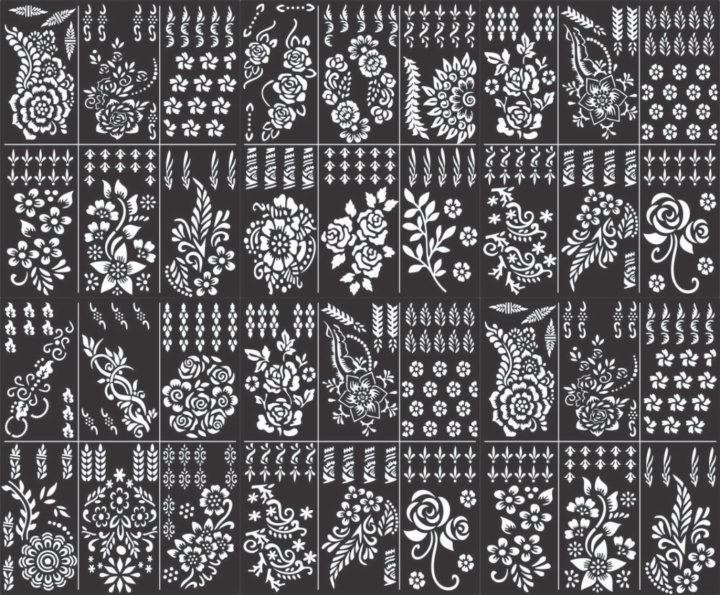 Henna Bridle Templates 12 Fancy Hands Mehandi Designs Reuseable Mehandi ...