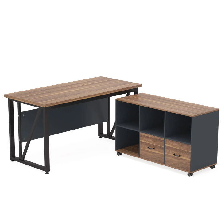 L-Shaped Computer Desk, " Executive Desk and Mobile File Cabinet | Daraz.pk