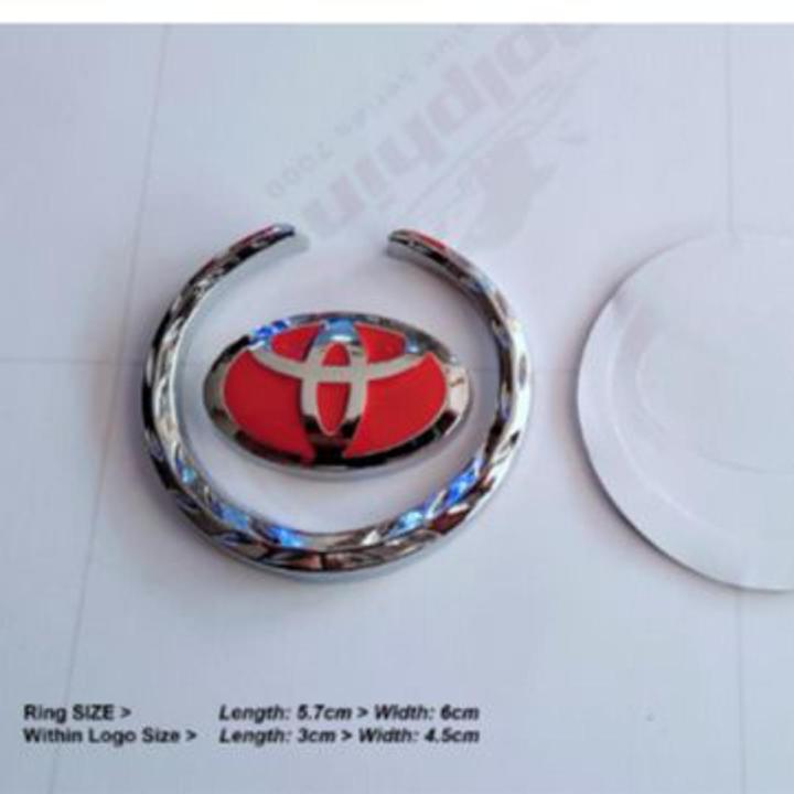 Toyota With Ring Style Red Chrome 1 piece Logo Metal Emblem Metal Body ...