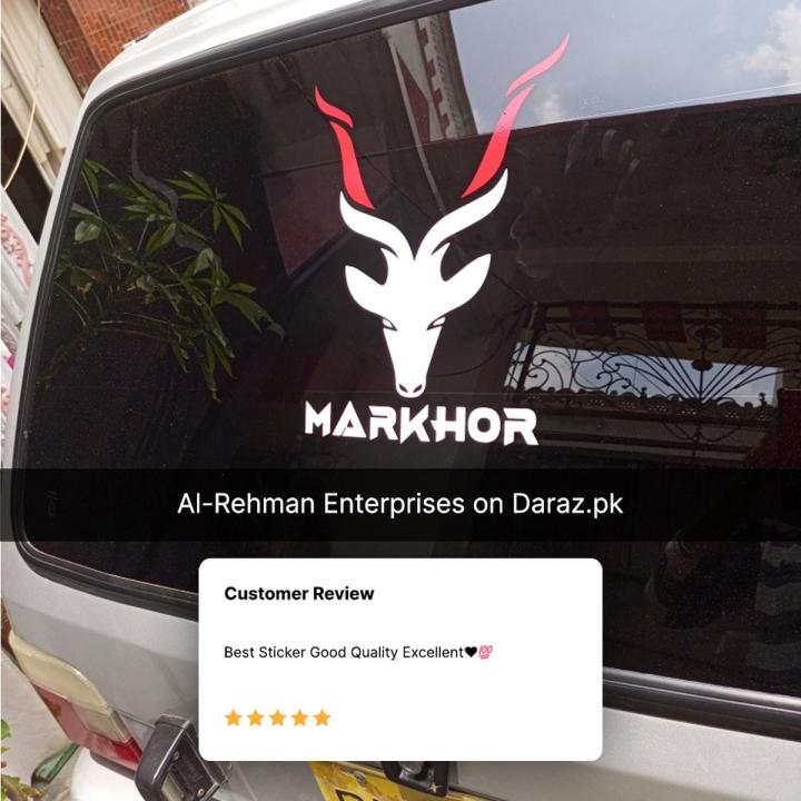 Markhor sticker for car back mirror (12x10 inch) White & Red color ...
