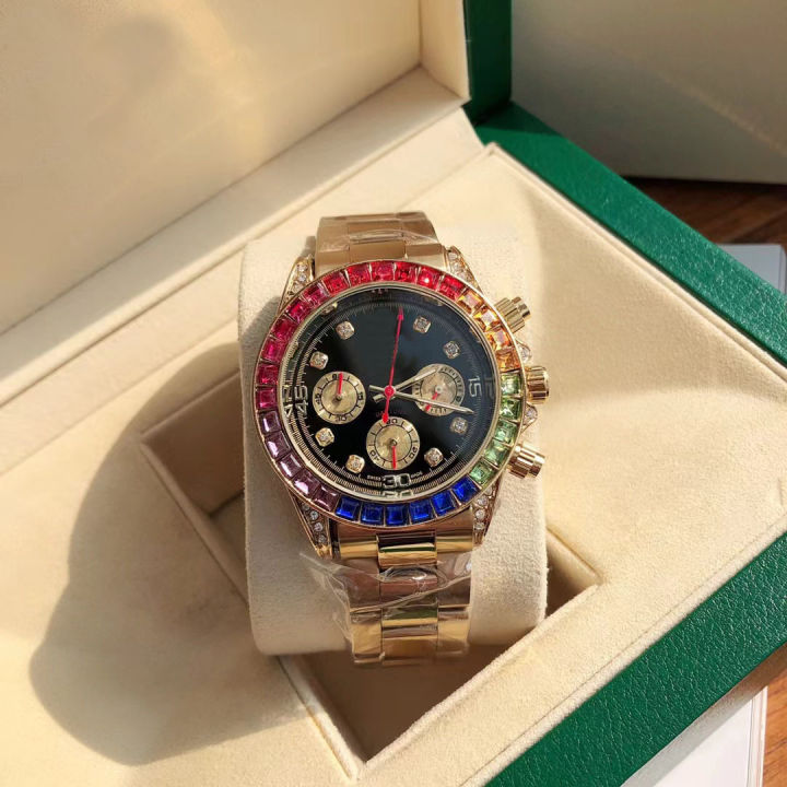 New Rainbow Daytona Hoop Men's Watch Steel Belt Quartz Watch | Daraz.pk