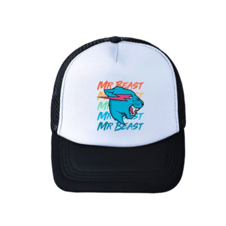 New Mr Beast Black and White Peaked Cap Mesh Cap Spring and Summer Sun ...