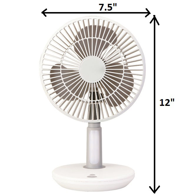 Rechargeable Table Fan 6 inch with light and revolving | Daraz.pk
