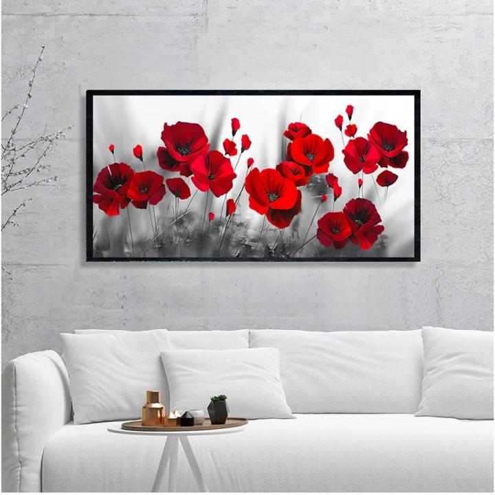 Red Roses flower painting wall frame for living room | Daraz.pk
