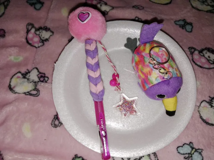Cute Pom Pom Pen with Plush Bird & Star Keychain – Fancy Pen for Girls ...