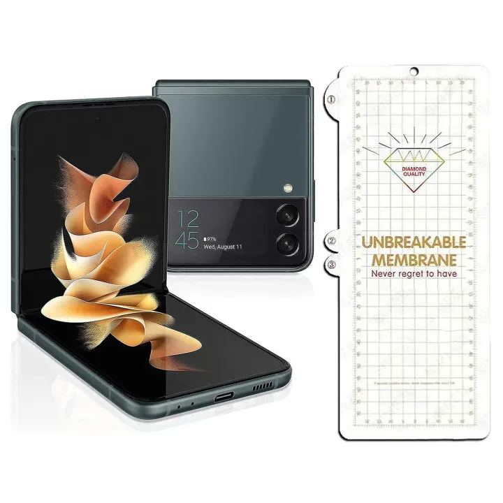 Samsung Galaxy Z Flip 3 Front Shiny Membrane Film – Complete Back and ...