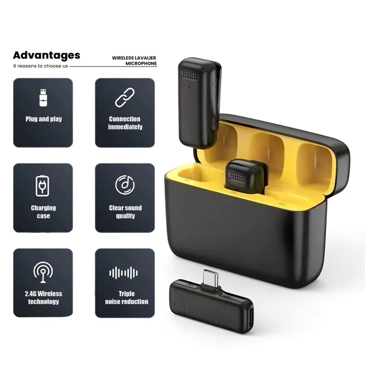 K13 Type-C ANC Dual Wireless Lavalier Microphone | Daraz.pk