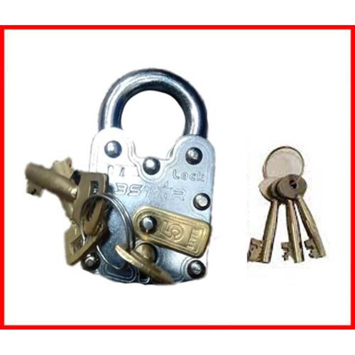 Desi Pad Lock Antique Style 2.5 inch size Brass Machine Heavy Duty 3 ...