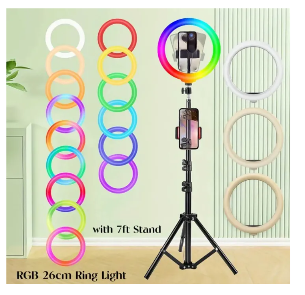 MJ RGB Ring Light with Tripod Stand, Ring Light, Multi Colors Ring ...