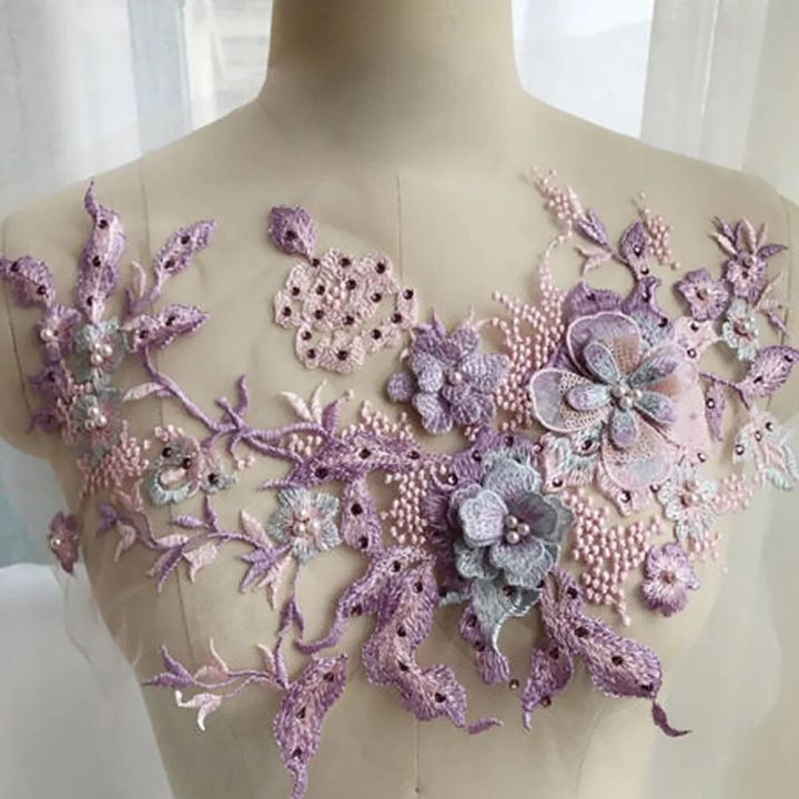 3D dimensional flower Lace Fabric For Clothes Embroidery Applique ...