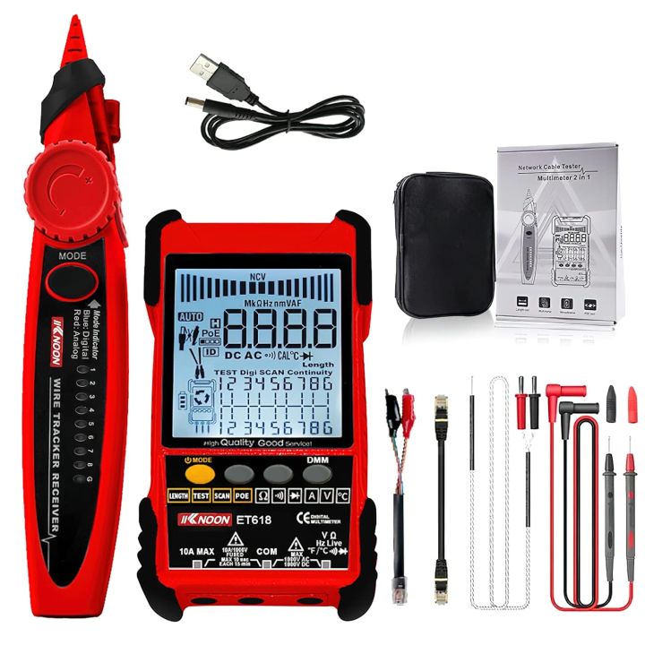 Large LCD Screen Network Cable Tester + Multimeter 2 in 1 400M/500M ...