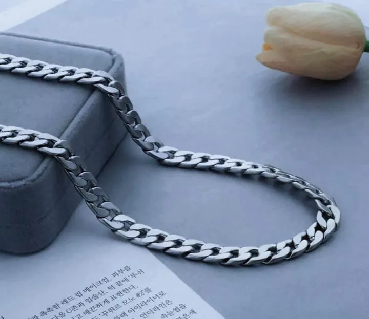 Silver/Black/Golden Stainless Steel Italian Thin Cuban Chain For Men ...