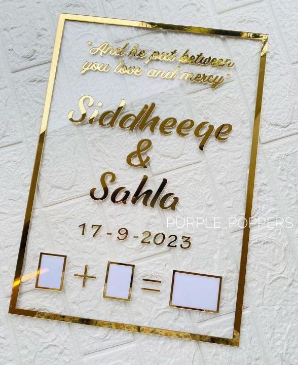 Transparent Thumb Board with Gold | Customized Nikkah Frame | Couple ...