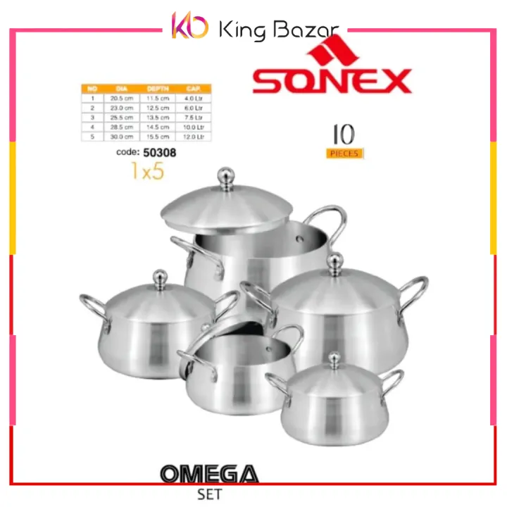 Sonex Metal Finish Cookware Set | 10 Pieces 1 to 5 (Belly New Item ...