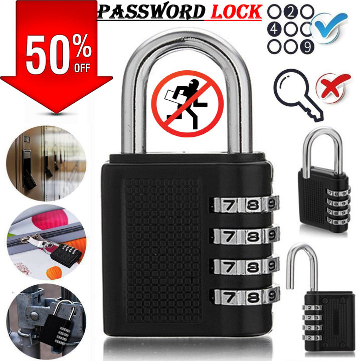 4 Digit Password Combination Padlock for Suitcase School locker Luggage ...