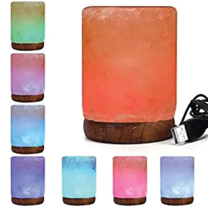 USB Colour Changing Cylinder Shape Himalayan Pink Salt Lamp Color ...