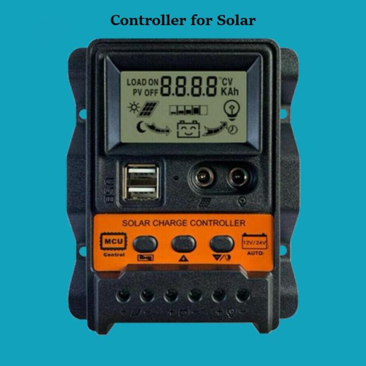 Dual USB Solar Charge Controller with Large LCD Display 12V/24V DC ...
