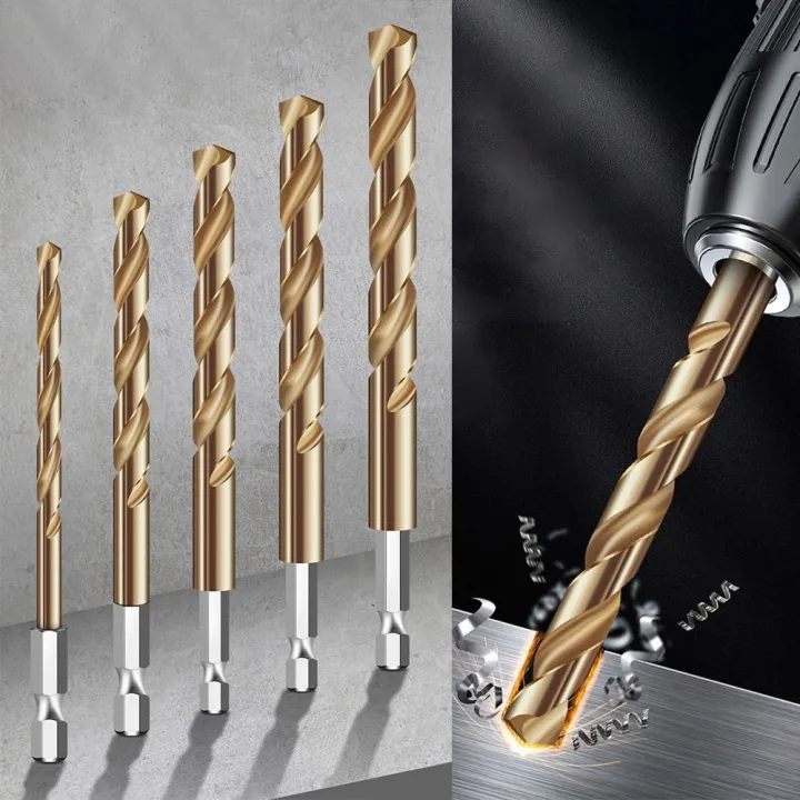 Power Tool Steel Titanium Coated 1/4 Hex Shank High Speed Twist Drill ...