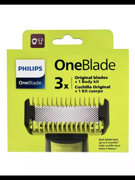 Philips OneBlade Replacement Blades QP630/51 - 3 Blades + 1 Body Kit ...