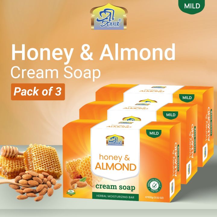 AL khair Honey & Almond Cream Soap 100gm (Pack of 3) | Daraz.pk