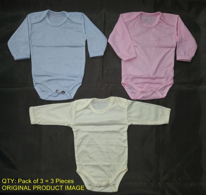 3 Pcs - Baby Romper Inner Bodysuit (Kids Full Sleeves Interlock ...