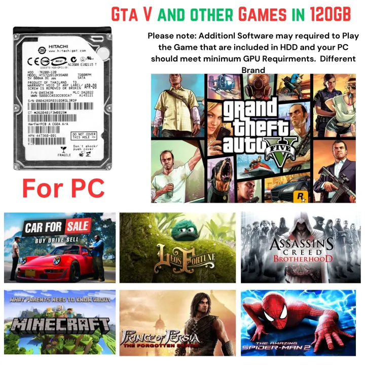 Gaming Hard Disk with GTA 5 and Other PC Games – 120GB Internal HDD for ...
