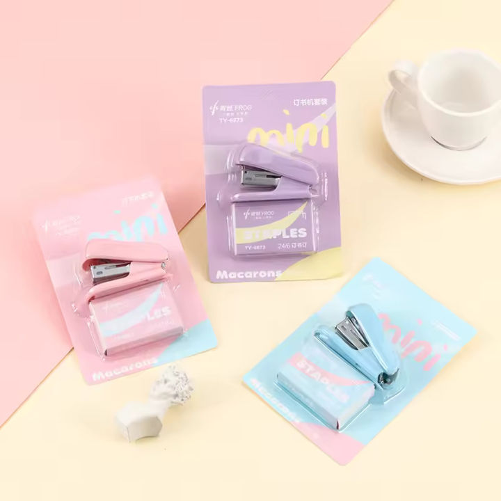 Kawaii Mini stapler Set with free Stapler Pins Box Thumbtacks Staplers ...
