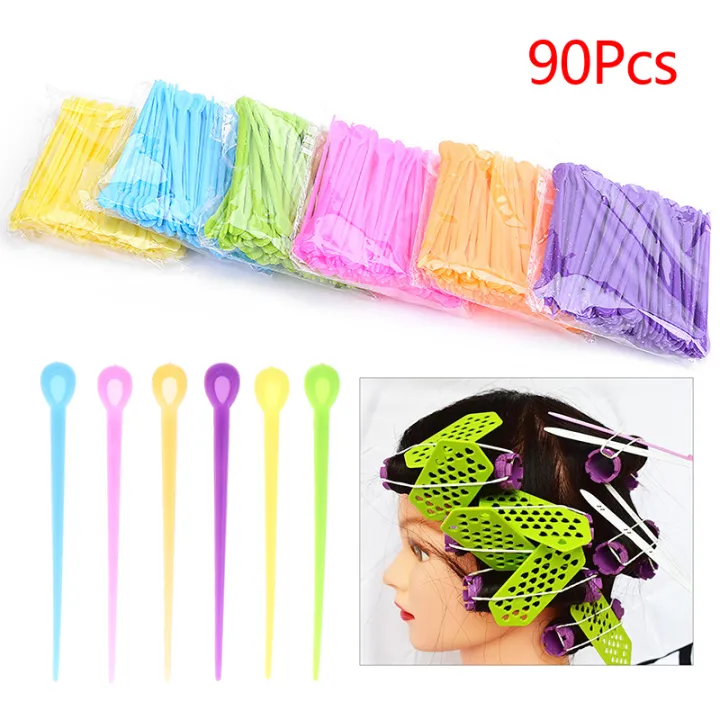 90PCS Professional Bangs Curly Hair Styling Needle Hair Roller Needle ...