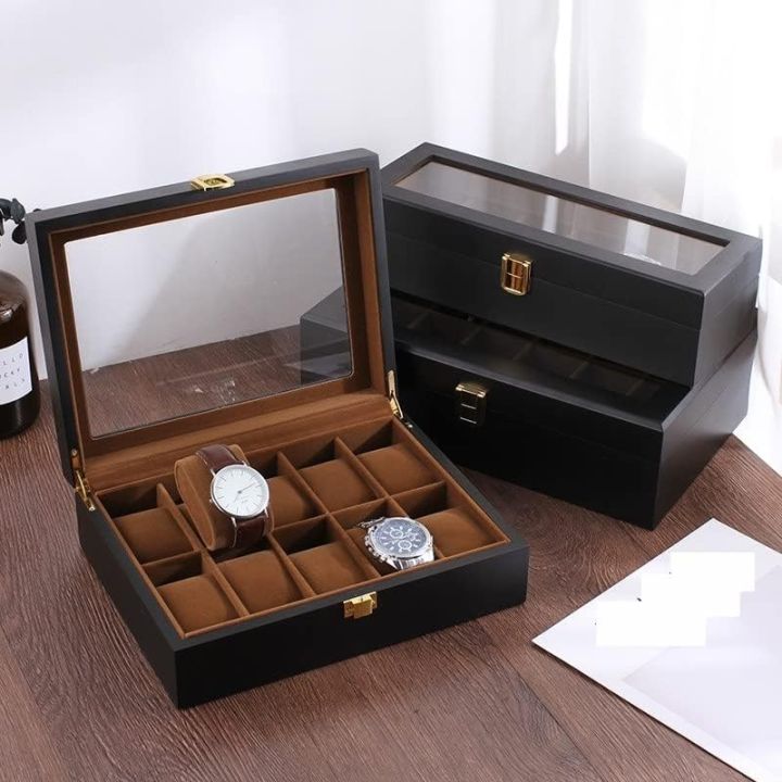 6/10/12 Slot Black PU Leather Watch Storage Box | Daraz.pk