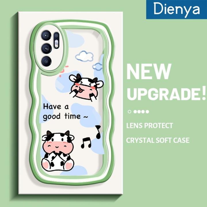 dienya For OPPO Reno 6 4G Case Cartoon Blue Dairy Cattle Colorful ...