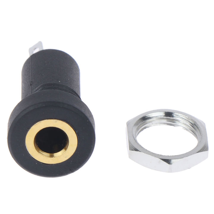 3.5MM Audio Jack Socket 3 Pole Black Stereo Solder Panel Mount Gold ...