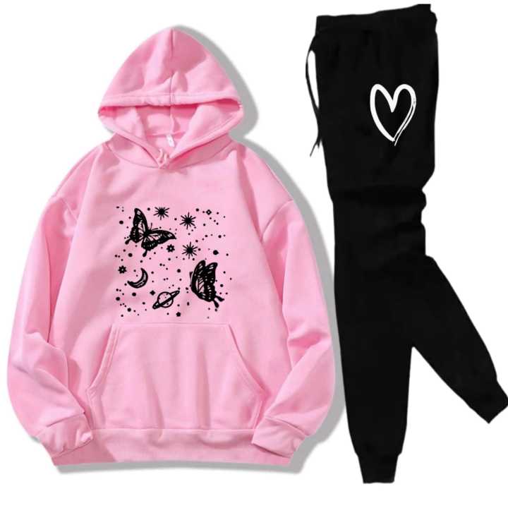 Pink Butterfly Printed Tracksuit For Girls & Women - Comfy & Cozy ...