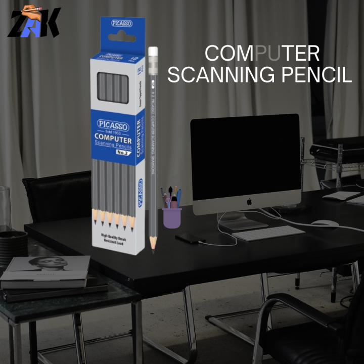 Picasso Computer Scanning Pencils With Rubber Tip Pack of 12 Pencil ...