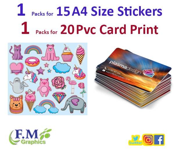 Customized 15 A4 Size Stickers & 20 Pvc Card | Daraz.pk