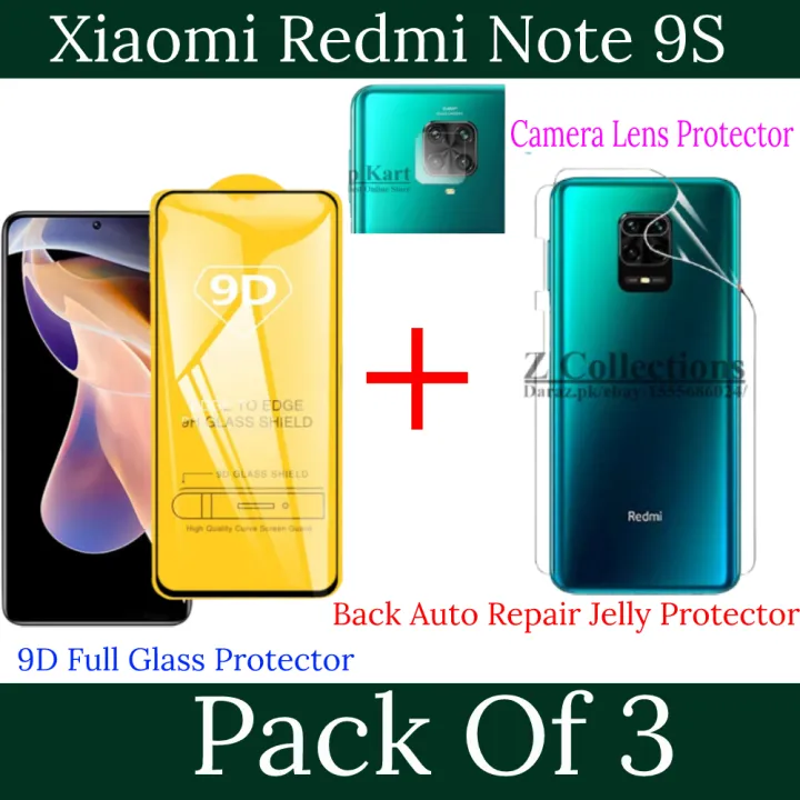 Pack of 3- Xiaomi Redmi Note 9 Pro 9D 21D Tempered Glass Black Border ...