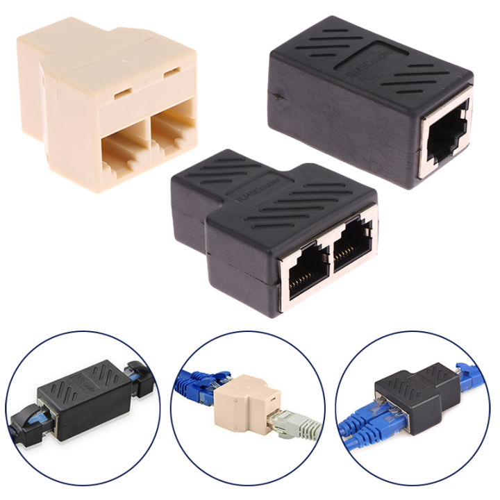 RJ45 Connector 1 To 2 Way LAN Ethernet Cable Network Splitter Coupler ...