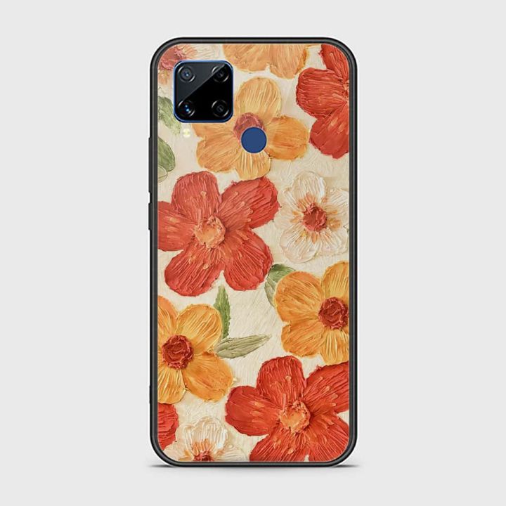 Realme_ C15 Cover - Floral Series - Design 6 - Red & Orange - HQ Ultra ...